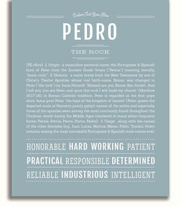 Pedro Personalized Name Meaning Art Prints – Name Stories