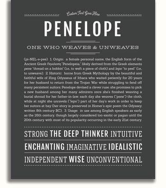 Penelope Personalized Name Meaning Art Prints – Name Stories