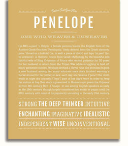 Penelope Personalized Name Meaning Art Prints – Name Stories