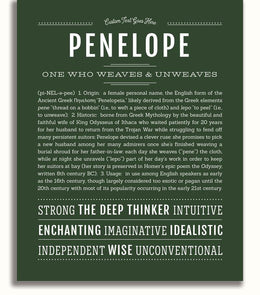 Penelope Personalized Name Meaning Art Prints – Name Stories