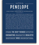 Penelope Personalized Name Meaning Art Prints – Name Stories