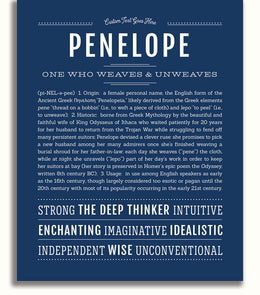 Penelope Personalized Name Meaning Art Prints – Name Stories