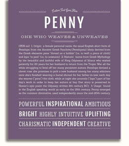 Penny Personalized Name Meaning Art Prints – Name Stories