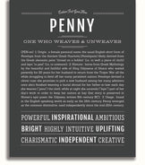 Penny Personalized Name Meaning Art Prints – Name Stories