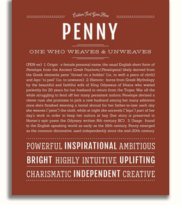 Penny Personalized Name Meaning Art Prints – Name Stories