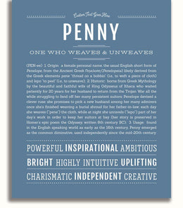 Penny Personalized Name Meaning Art Prints – Name Stories