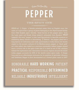 Pepper Personalized Name Meaning Art Prints – Name Stories