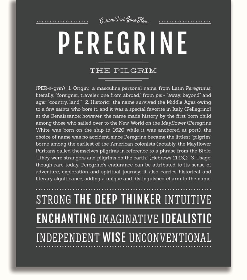 Peregrine Personalized Name Meaning Art Prints – Name Stories