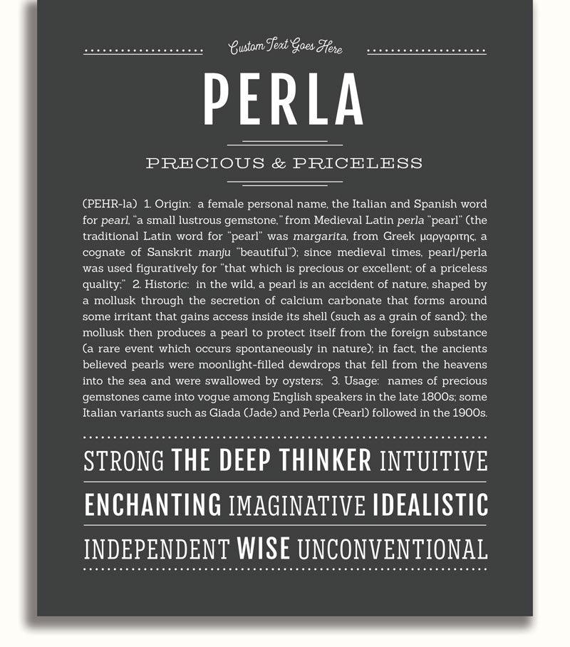 Perla Personalized Name Meaning Art Prints – Name Stories