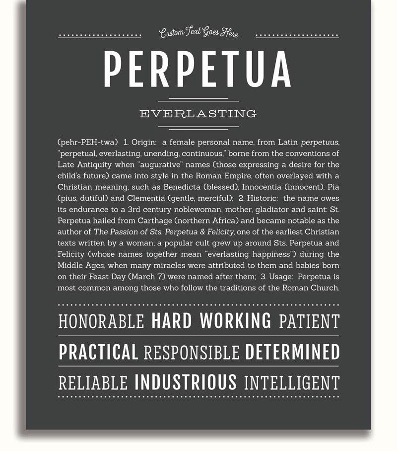 Perpetua Personalized Name Meaning Art Prints – Name Stories