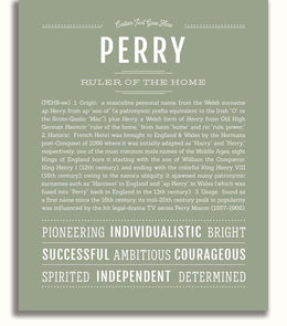 Perry Personalized Name Meaning Art Prints – Name Stories