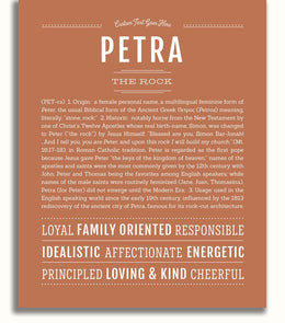 Petra Personalized Name Meaning Art Prints – Name Stories