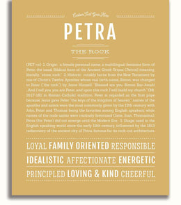 Petra Personalized Name Meaning Art Prints – Name Stories
