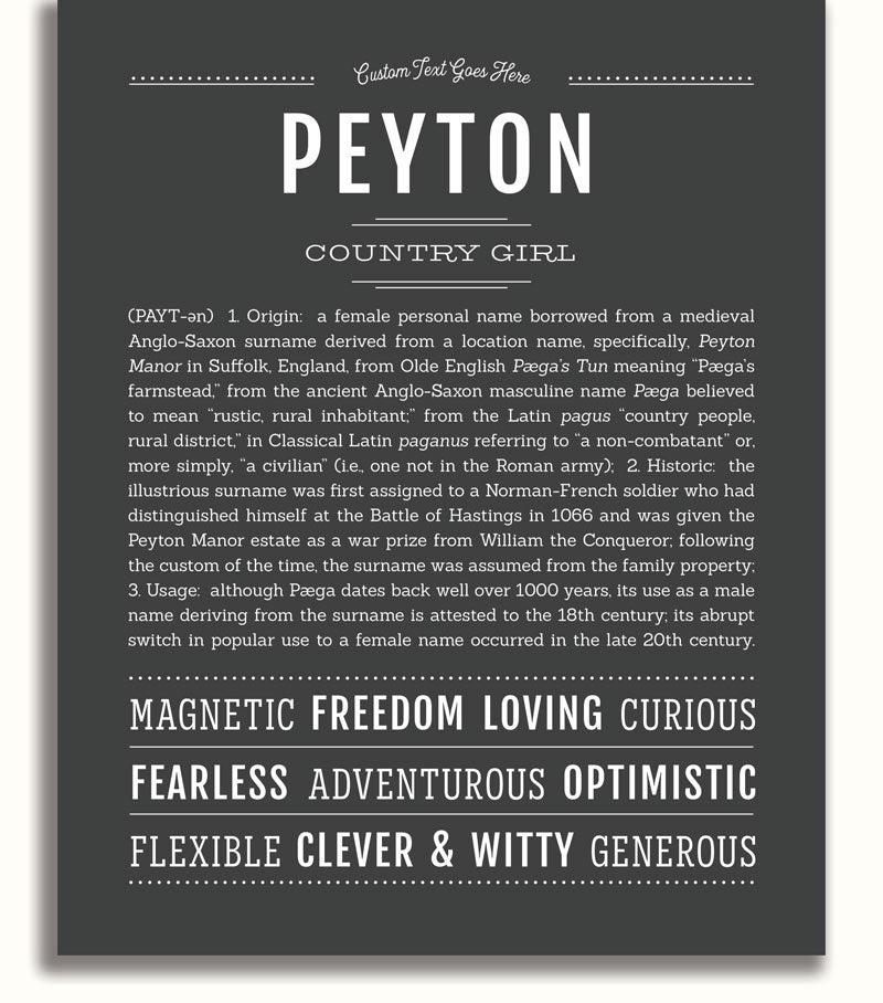 Peyton Personalized Name Meaning Art Prints – Name Stories