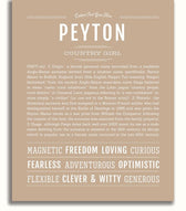 Peyton Personalized Name Meaning Art Prints – Name Stories