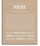 Phebe Personalized Name Meaning Art Prints – Name Stories