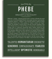 Phebe Personalized Name Meaning Art Prints – Name Stories