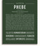 Phebe Personalized Name Meaning Art Prints – Name Stories