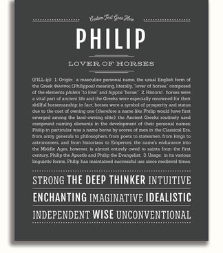 Philip Personalized Name Meaning Art Prints – Name Stories