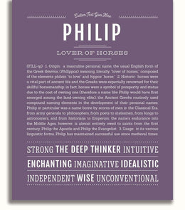 Philip Personalized Name Meaning Art Prints – Name Stories