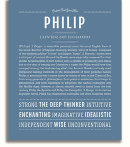Philip Personalized Name Meaning Art Prints – Name Stories