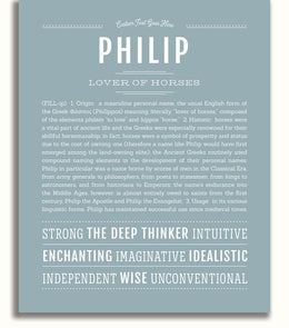 Philip Personalized Name Meaning Art Prints – Name Stories