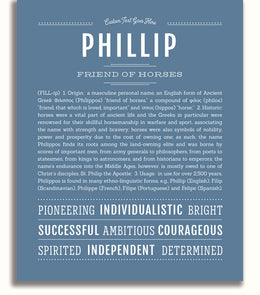 Phillip Personalized Name Meaning Art Prints – Name Stories