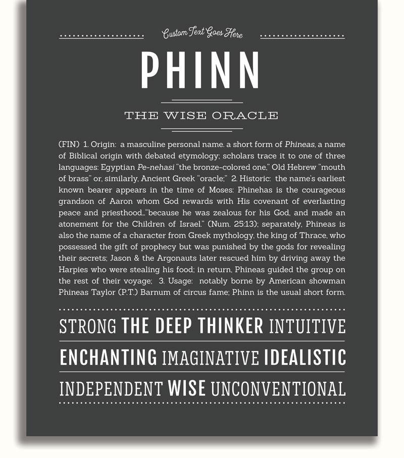 Phinn Personalized Name Meaning Art Prints – Name Stories
