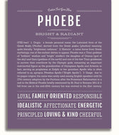 Phoebe Personalized Name Meaning Art Prints – Name Stories