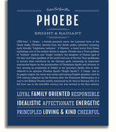 Phoebe Personalized Name Meaning Art Prints – Name Stories