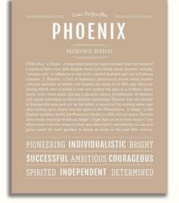 Phoenix Personalized Name Meaning Art Prints – Name Stories