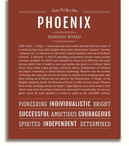 Phoenix Personalized Name Meaning Art Prints – Name Stories