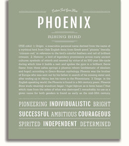 Phoenix Personalized Name Meaning Art Prints – Name Stories