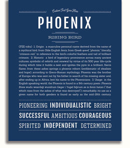 Phoenix Personalized Name Meaning Art Prints – Name Stories