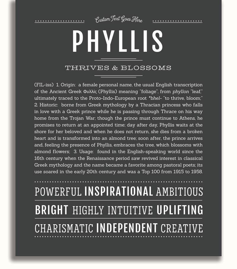 Phyllis Personalized Name Meaning Art Prints – Name Stories