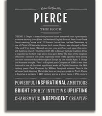 Pierce Personalized Name Meaning Art Prints – Name Stories