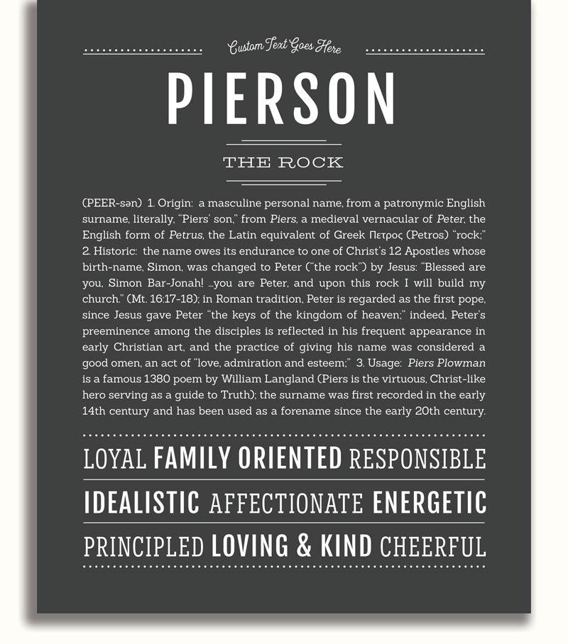 Pierson Personalized Name Meaning Art Prints – Name Stories