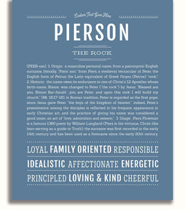 Pierson Personalized Name Meaning Art Prints – Name Stories