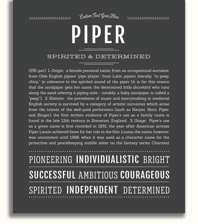 Piper Personalized Name Meaning Art Prints – Name Stories