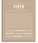Piper Personalized Name Meaning Art Prints – Name Stories