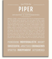 Piper Personalized Name Meaning Art Prints – Name Stories
