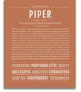 Piper Personalized Name Meaning Art Prints – Name Stories