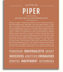 Piper Personalized Name Meaning Art Prints – Name Stories
