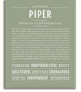 Piper Personalized Name Meaning Art Prints – Name Stories