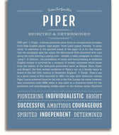 Piper Personalized Name Meaning Art Prints – Name Stories