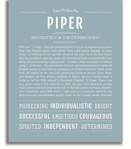 Piper Personalized Name Meaning Art Prints – Name Stories