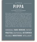 Pippa Personalized Name Meaning Art Prints – Name Stories