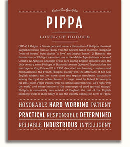 Pippa Personalized Name Meaning Art Prints – Name Stories