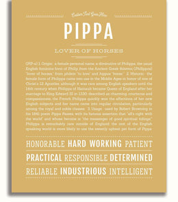 Pippa Personalized Name Meaning Art Prints – Name Stories