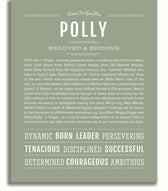 Polly Personalized Name Meaning Art Prints – Name Stories
